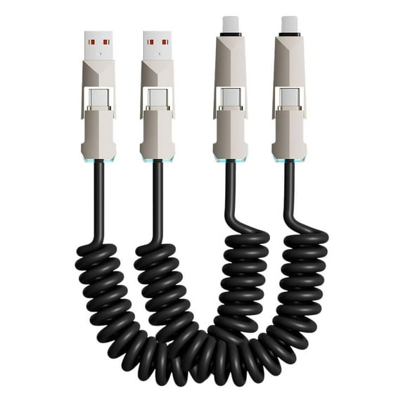 4 in 1 Spring Fast Charging Cable (2Pack), 240W USB-C PD Multi Fast ...
