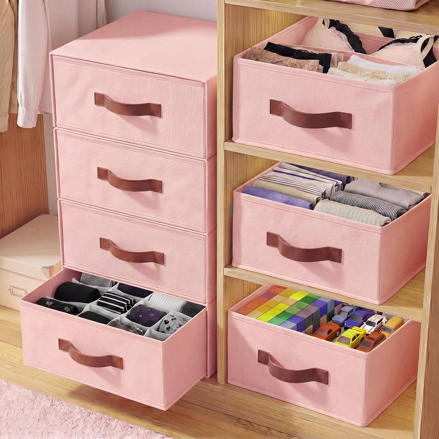 4 in 1 Stackable Drawer Closet Organizer with Dividers for Underwear ...