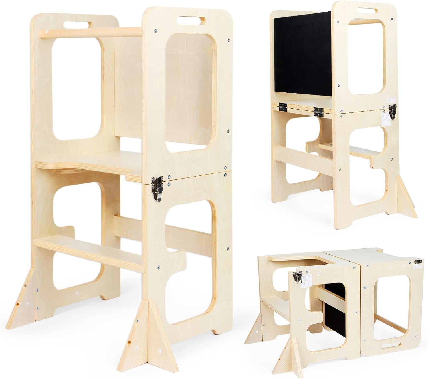 4 in 1 Toddler Learning Standing Tower, Toddler Step Stool Table Combo ...