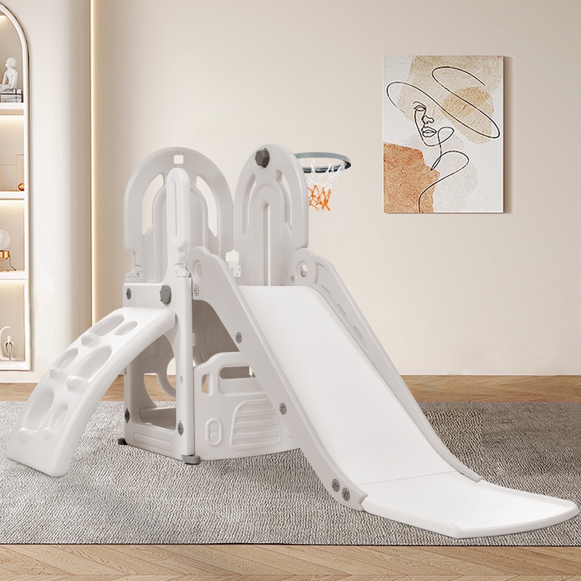 4 in 1 Toddler Slide with Climber, Freestanding Toddler Slide with ...
