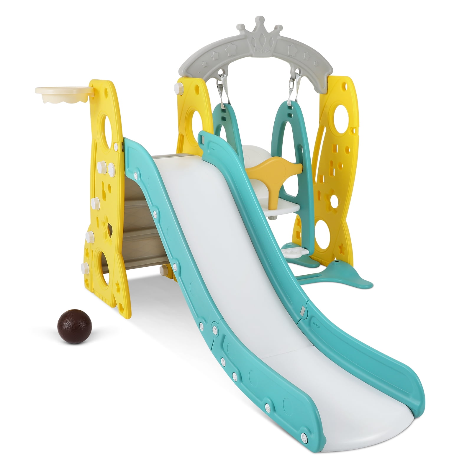4 in 1 Toddler Slide Swing Set, Kids Play Climber Playset Adjustable ...