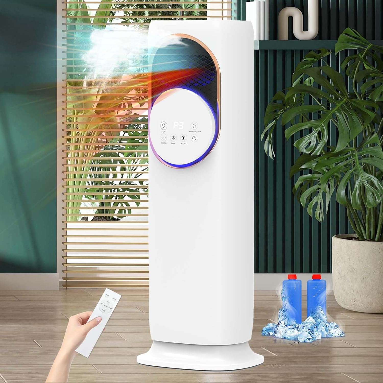 4 in 1 Tower Fan and Heater Combo with Humidification, Space Heaters Fan for Indoor Use, 1800W ...