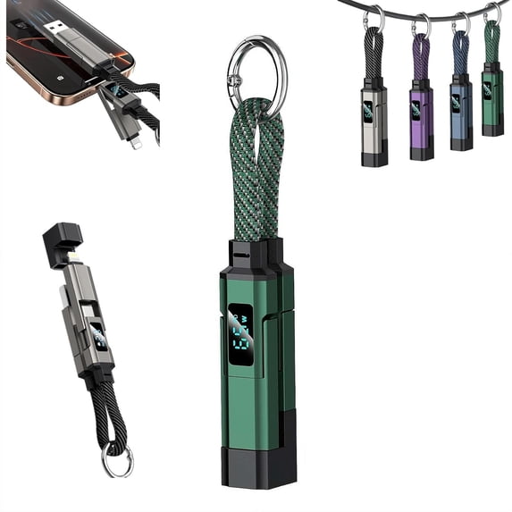 4 in 1 USB C Keychain Charger Cable, Portable 4 in 1 Digital Display ...