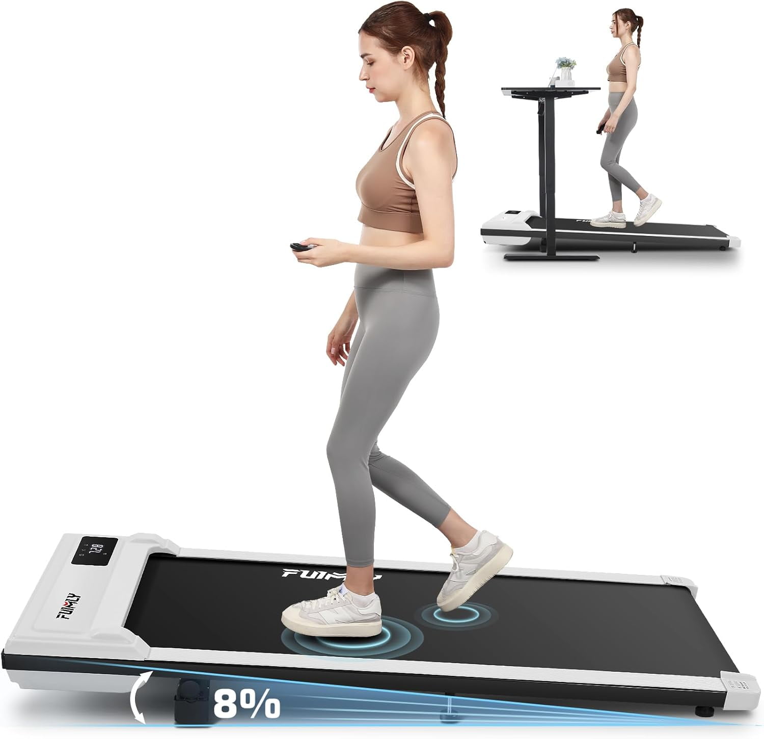4 in 1 Walking Pad Treadmill for Home,Incline Under Desk Treadmill,2 ...