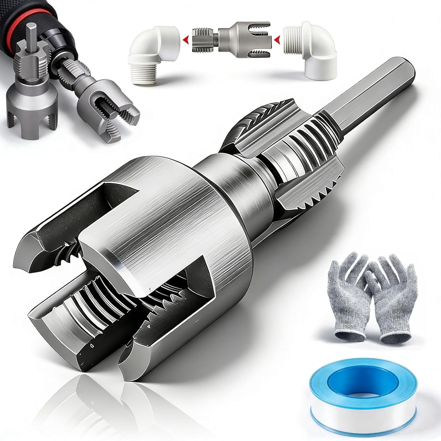 4 in 1 Water Pipe Wrench, Integrated Internal & External Pipe Threading ...
