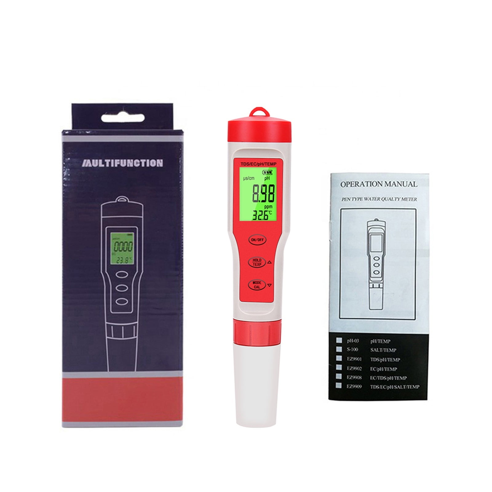 4 In 1 Water Quality Tester PH Meter Digital LCD PH/TDS/EC/TEMP EZ 9908 ...