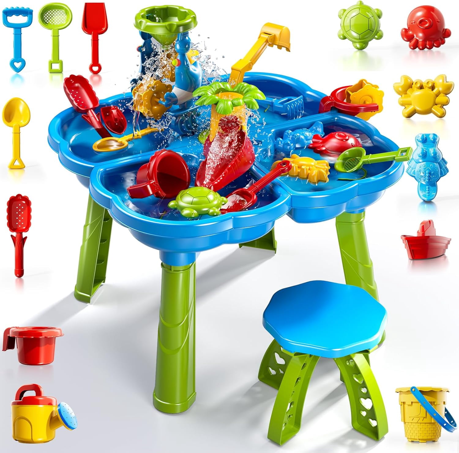 4 in 1 Water Table for Toddlers Kids Ages 4-8, Summer Outdoor Beach ...
