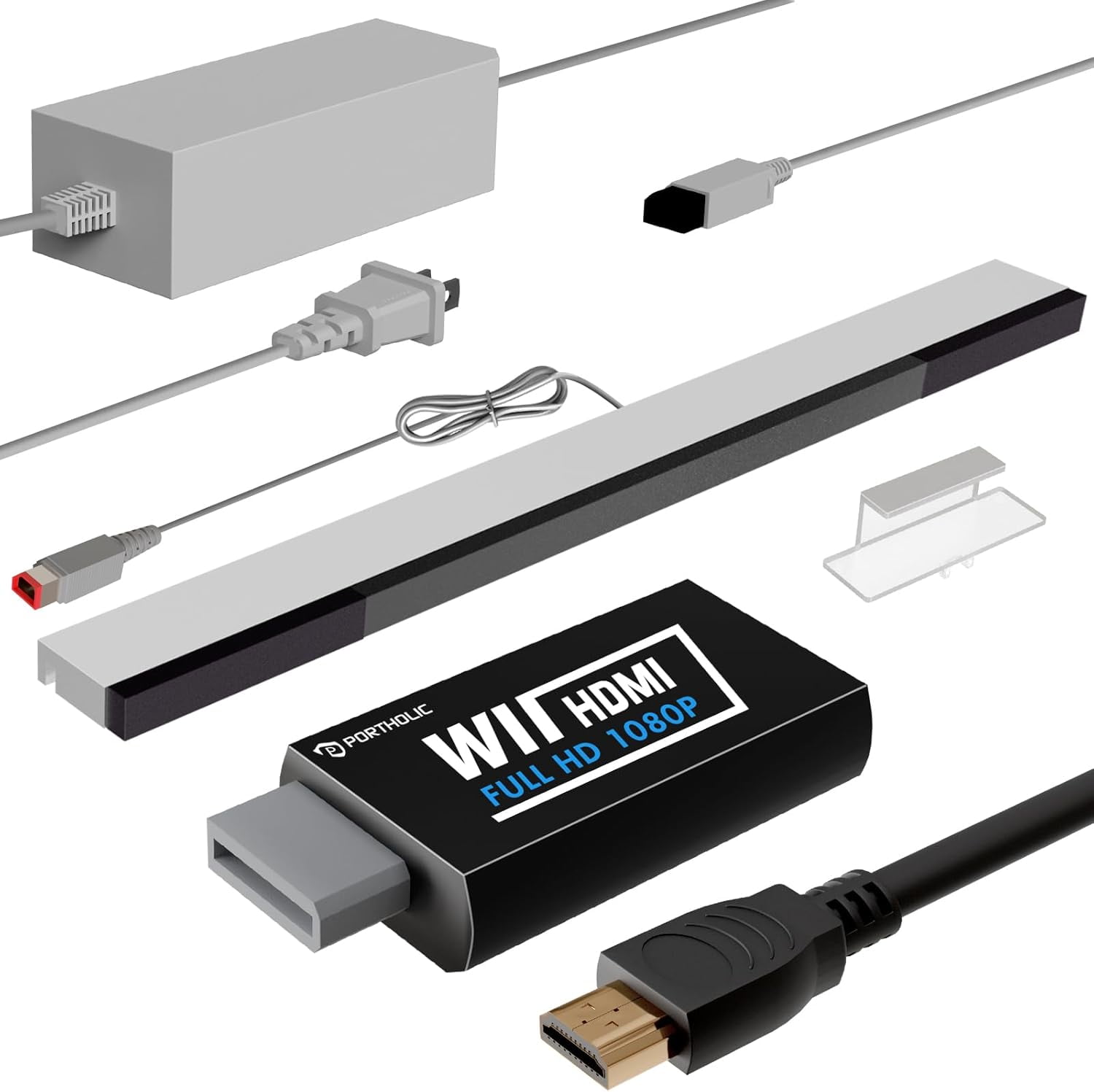 4 in 1 Wii Replacement Cables Set, PORTHOLIC Wii AC Power Adapter + Wii ...
