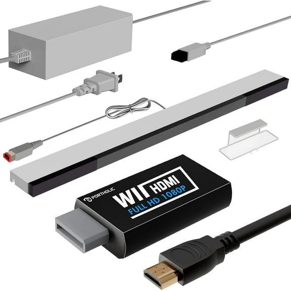 XIULIN 4 in 1 Wii Replacement Cables Set, Wii AC Power Adapter + Wii to ...