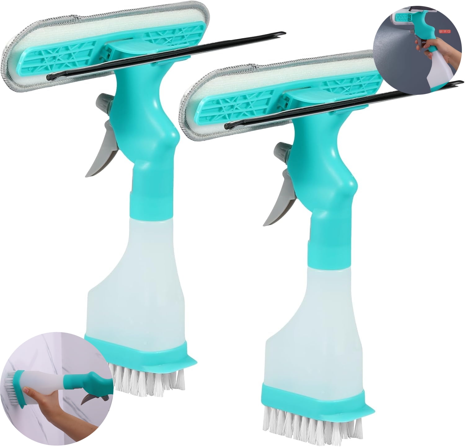 4 in 1 Window Cleaner Tool Kit with Spray Bottle, Squeegee, and ...