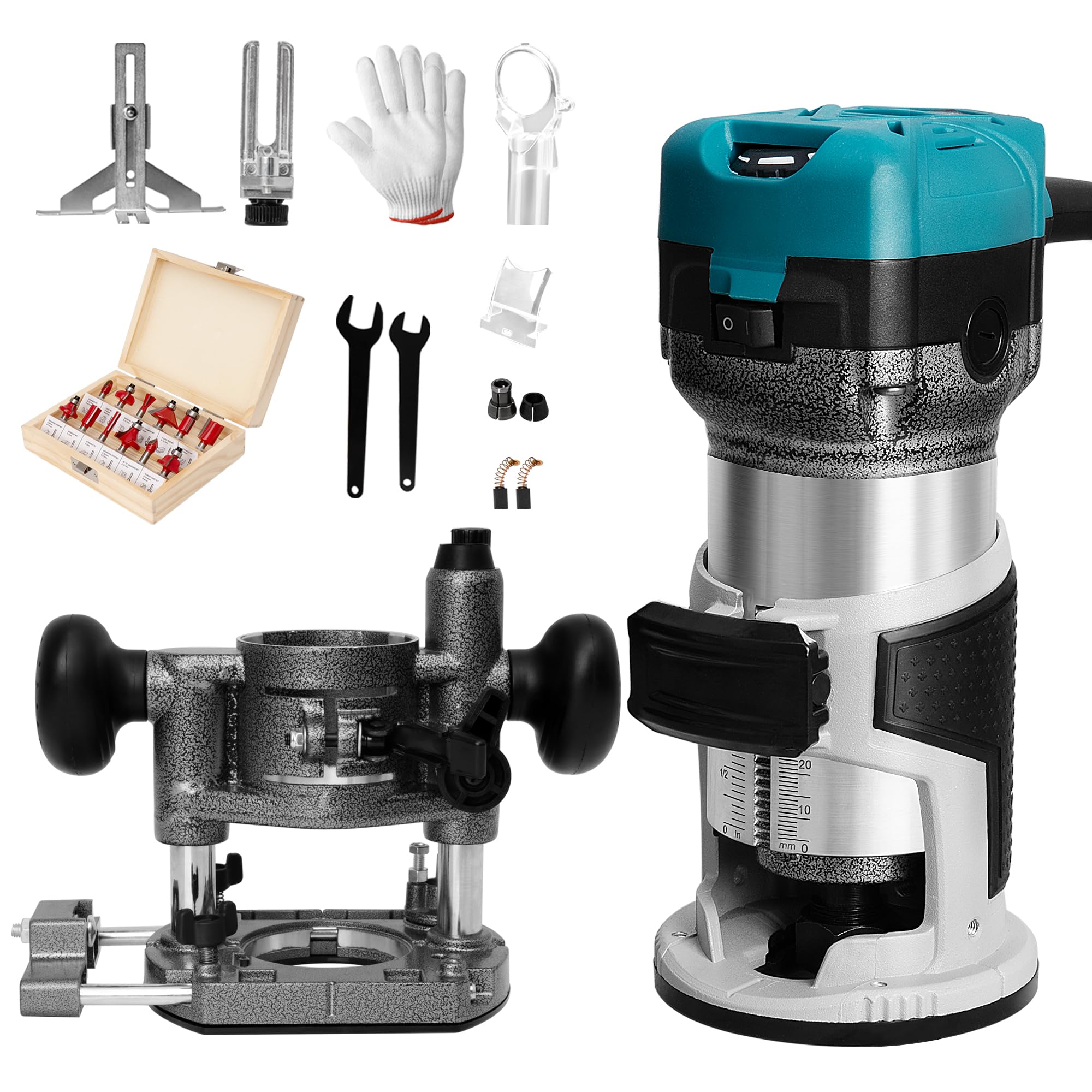 4 in 1 Wood Router Tool with Storage Bag, 1.25-HP Compact Router, 6 ...