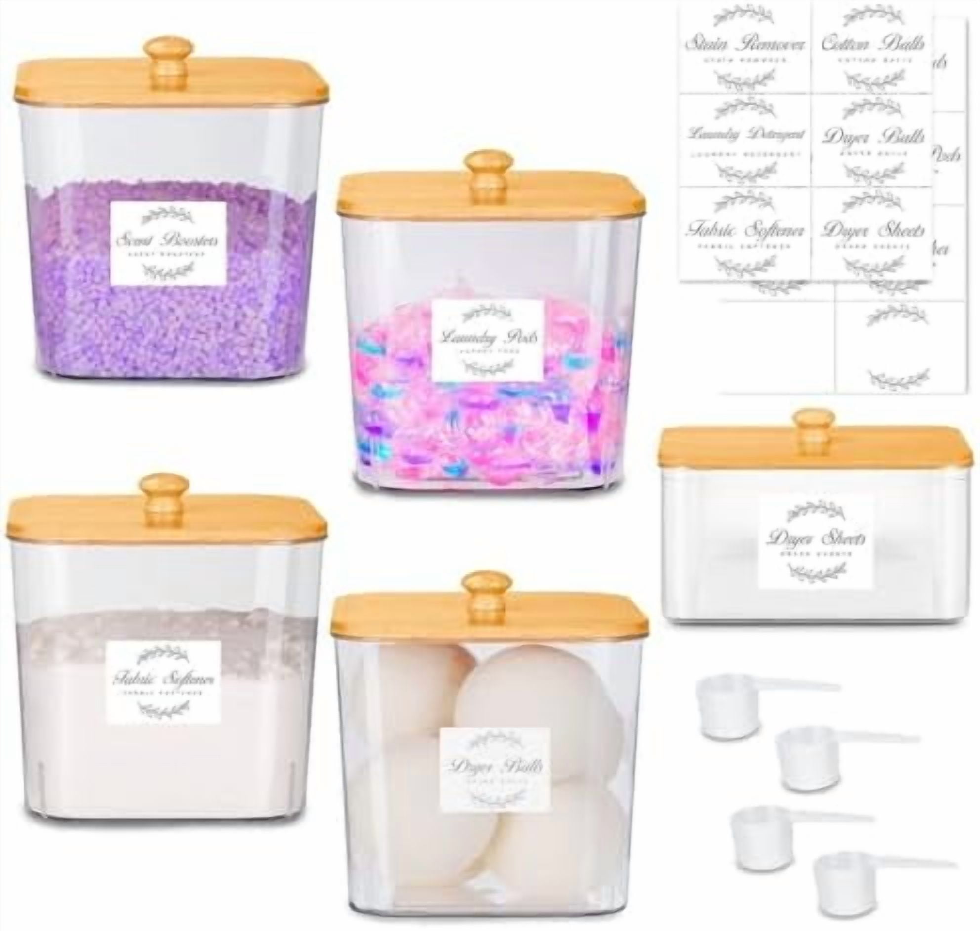 4+1 pack Laundry Pods Container & Dryer Sheet Holder Set,Clear Laundry ...