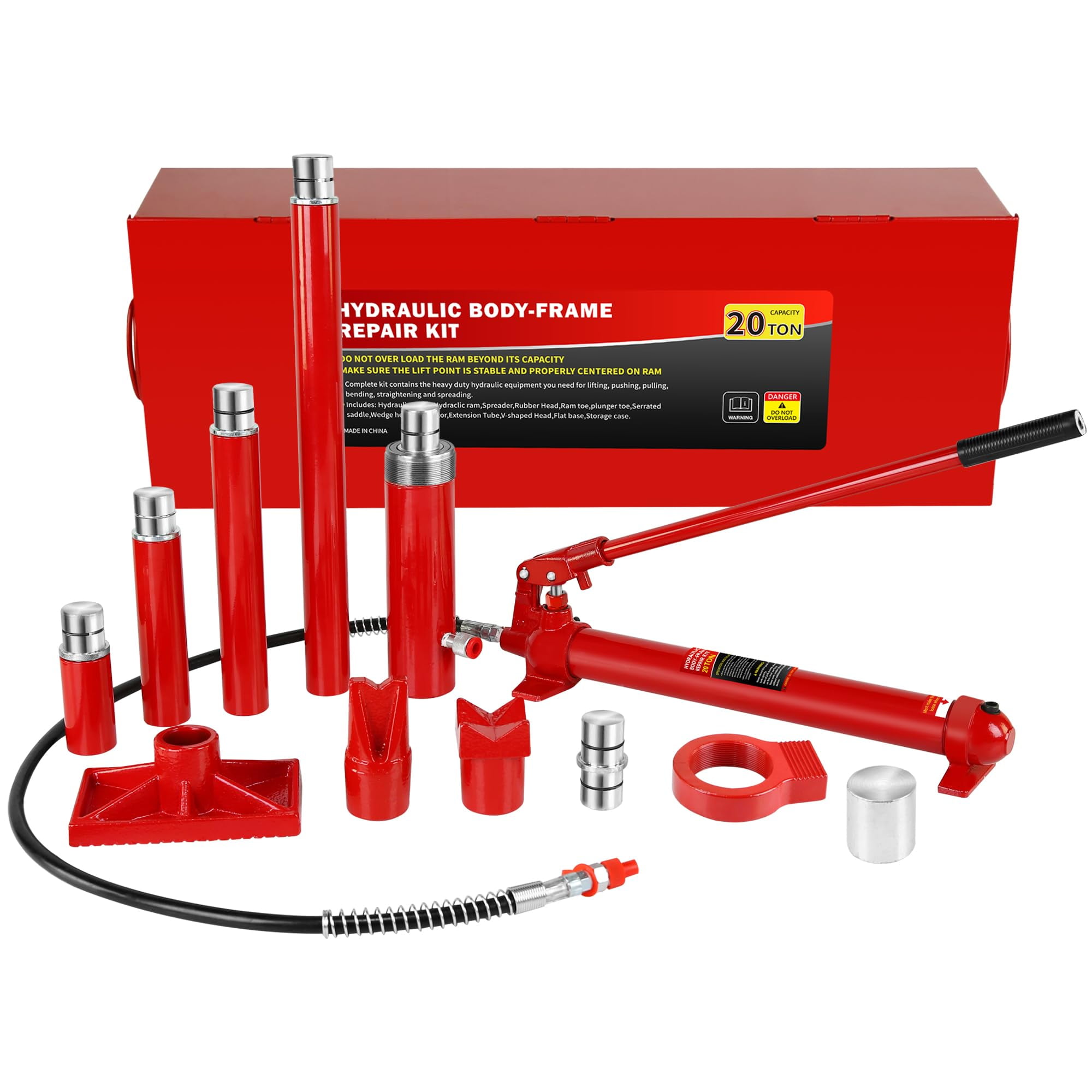 4/10/20 Ton Porta Power Kit, Hydraulic Ram, Car Jack with Oil Hose ...