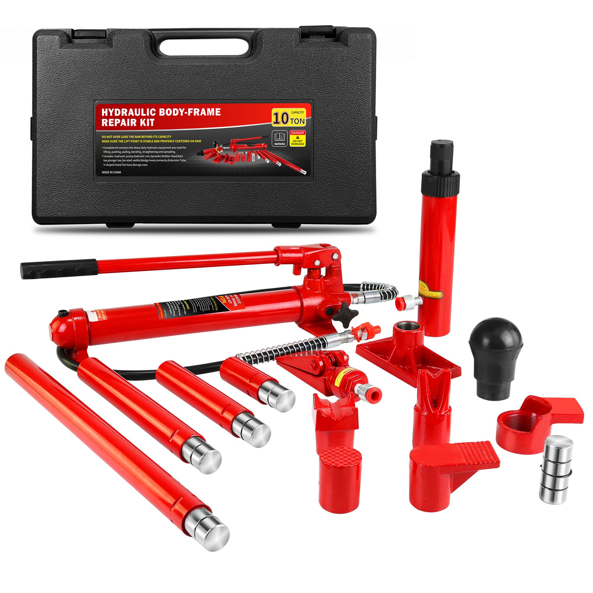 4/10/20 Ton Porta Power Kit, Hydraulic Ram, Car Jack with Oil Hose ...