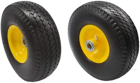 4.10/3.50-4" Flat Free Tire and Wheel, 10" Solid Tire with 3/4" Axle ...