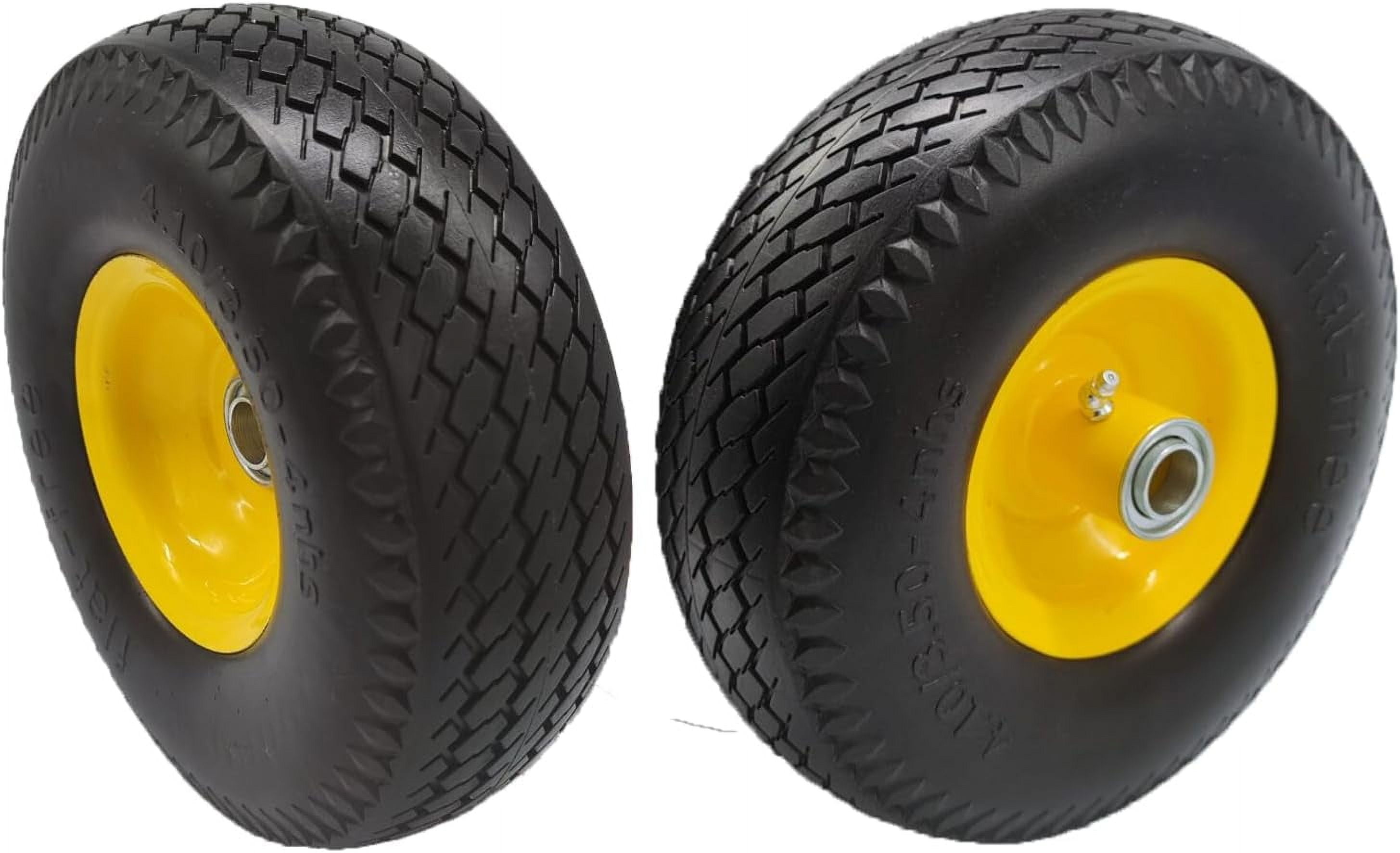 4.10/3.50-4 Tire Wheels Flat Free, 10" Heavy Duty Solid Replacement ...