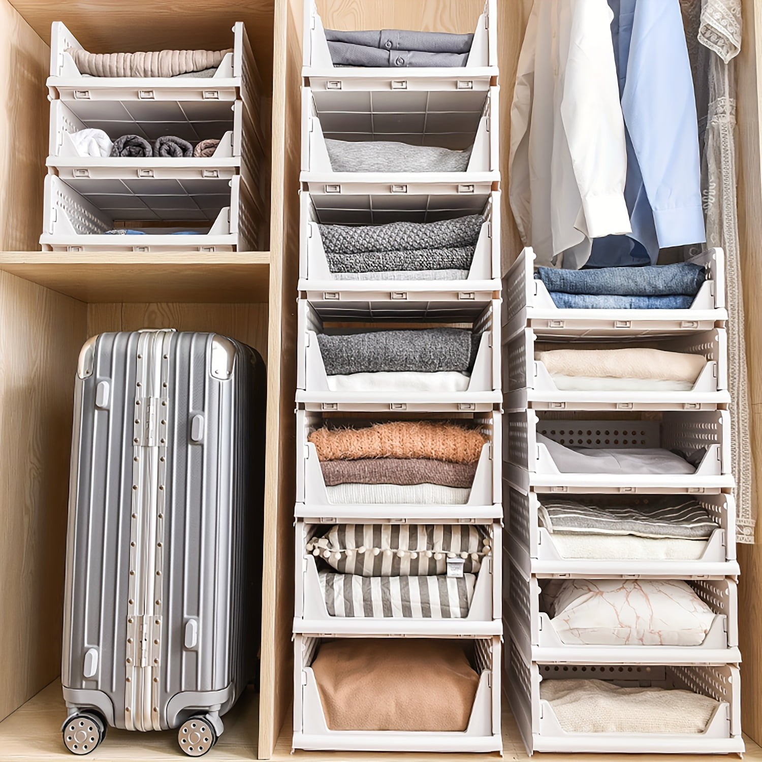 4/10-Piece Wardrobe Layer Divider - Foldable Sliding Rail Design, Quick ...