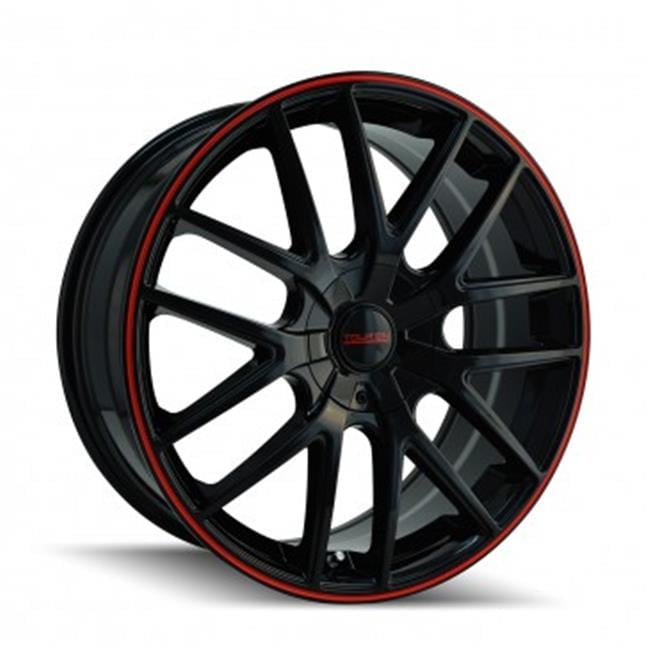 4-100- 4-114.3 PCD Tr60 Black & Red Ring Wheel - Walmart.com