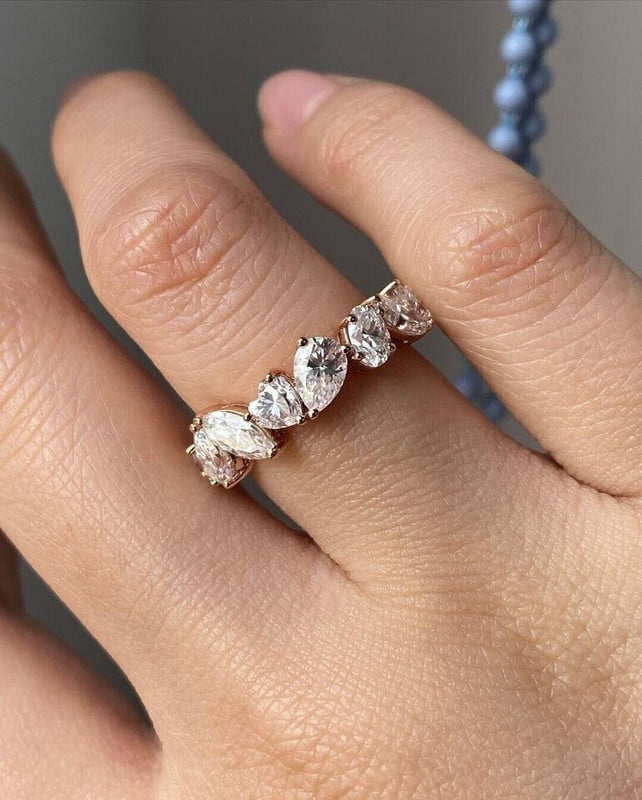 4.10CTW Multi Shape Colorless Moissanite Diamond Full Eternity Wedding ...
