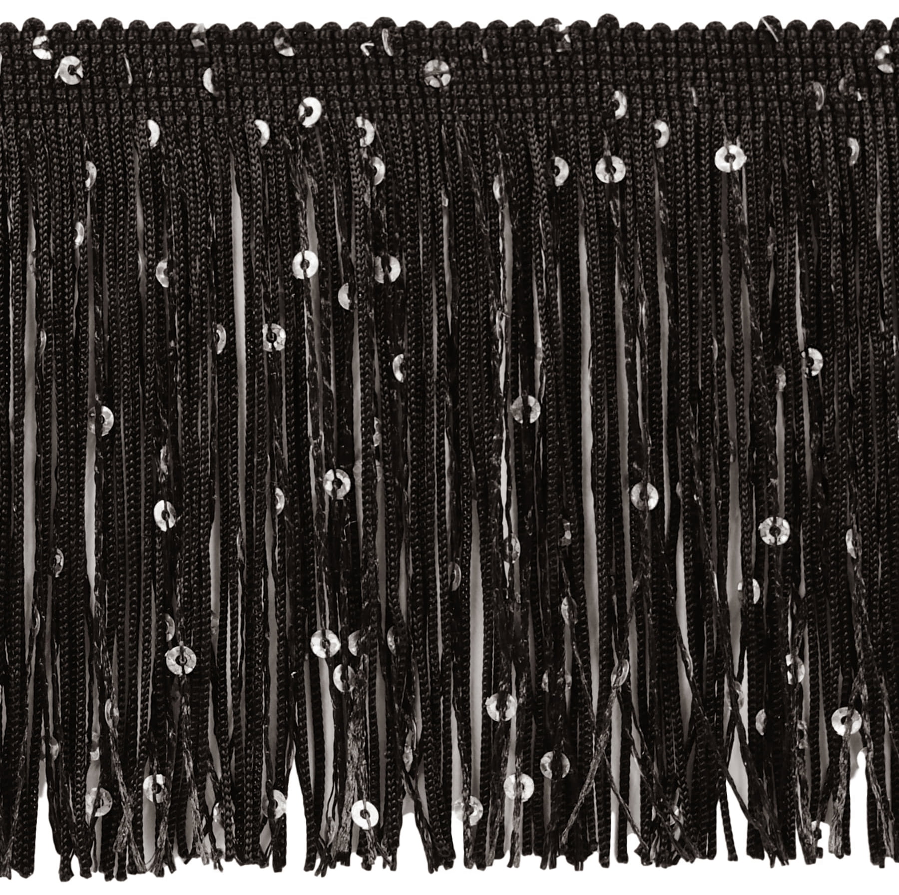 4" (10cm) Sparkling Sequin Chainette Fringe Trim # CFS04,, Pure Black # ...