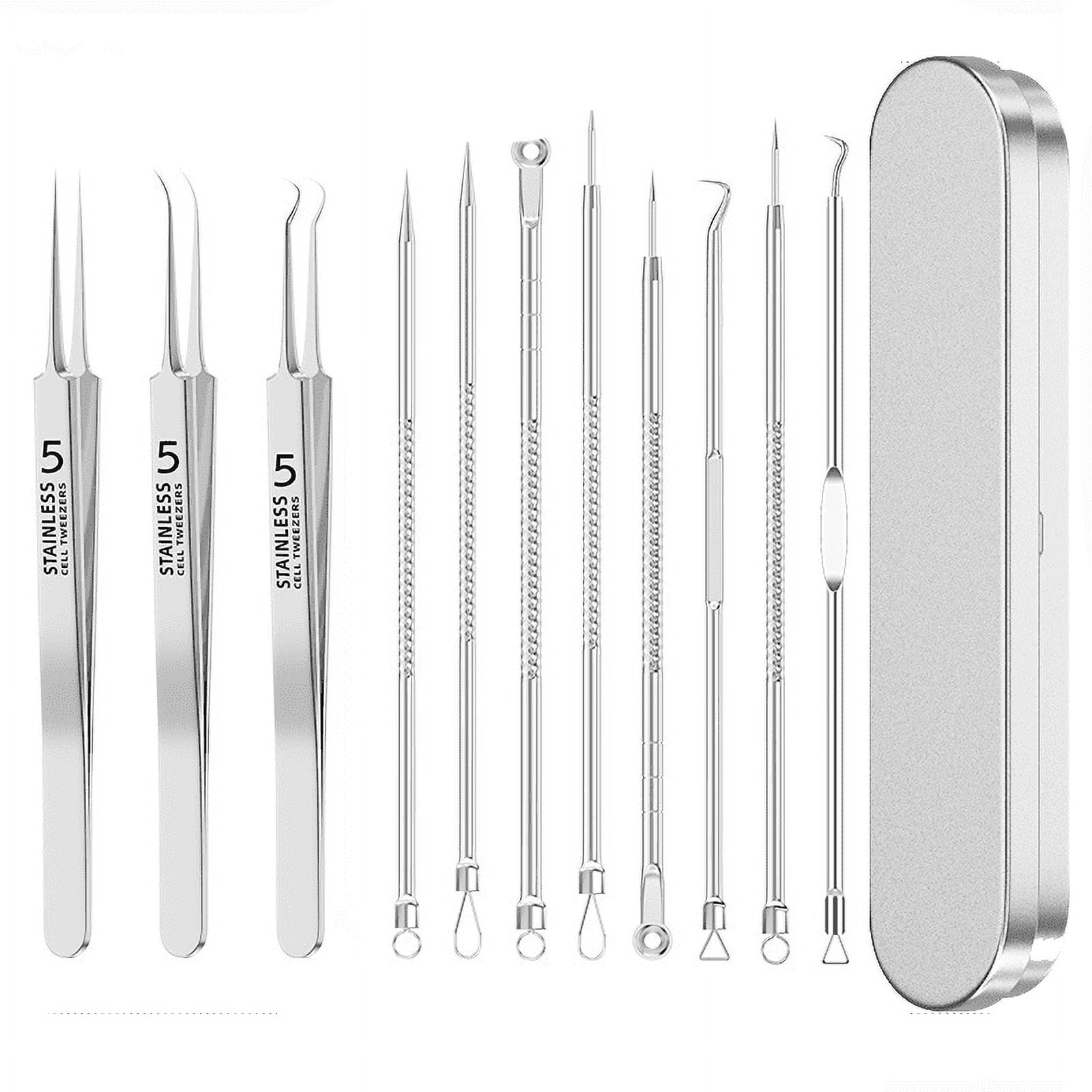 4-11Pcs Ingrown Hair Tweezers Acne Blackhead Removal Needles Black Dots ...