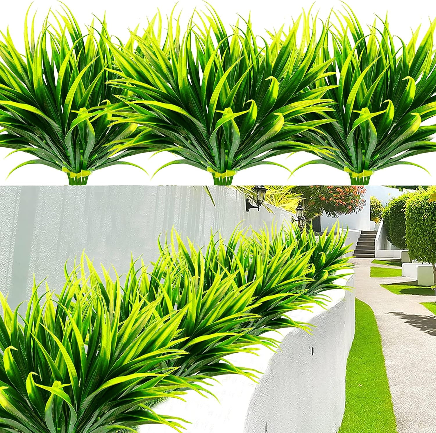 4/12 Pcs Artificial Shrubs Bushes Plants Fake Grass Bushes Plastic ...