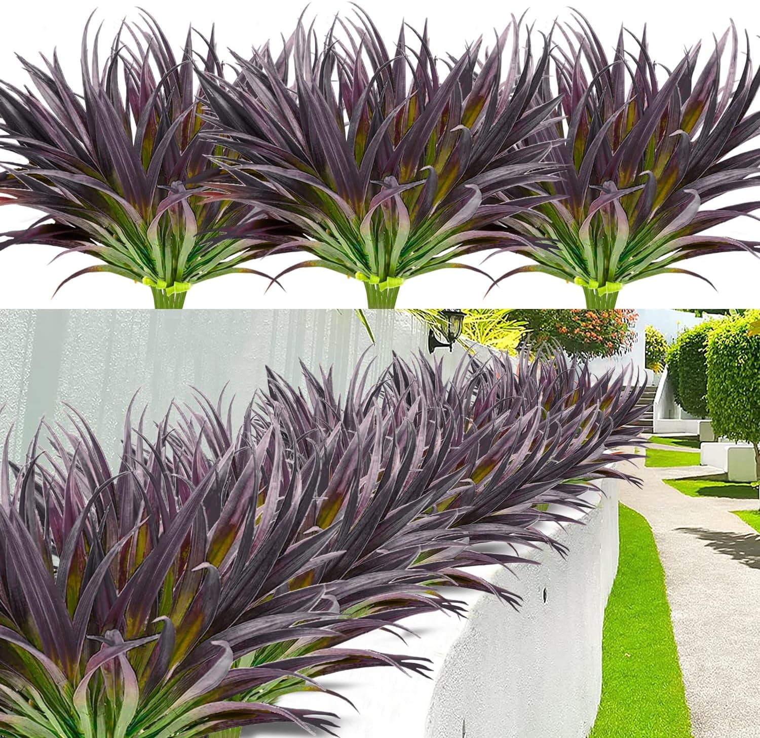 4/12 Pcs Artificial Shrubs Bushes Plants Fake Grass Bushes Plastic ...