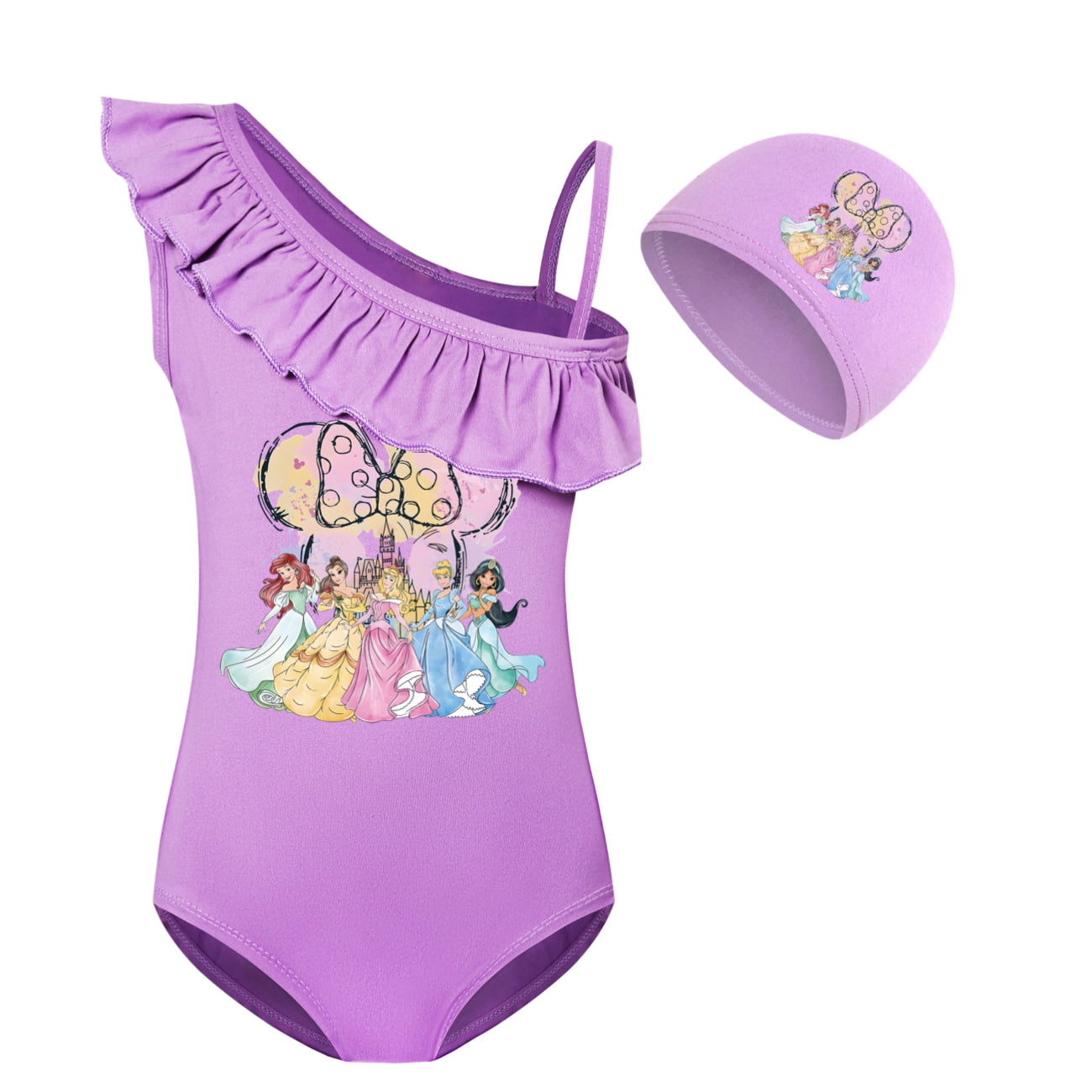 4-12 Year old princess series women's one-piece swimsuit, milk silk ...