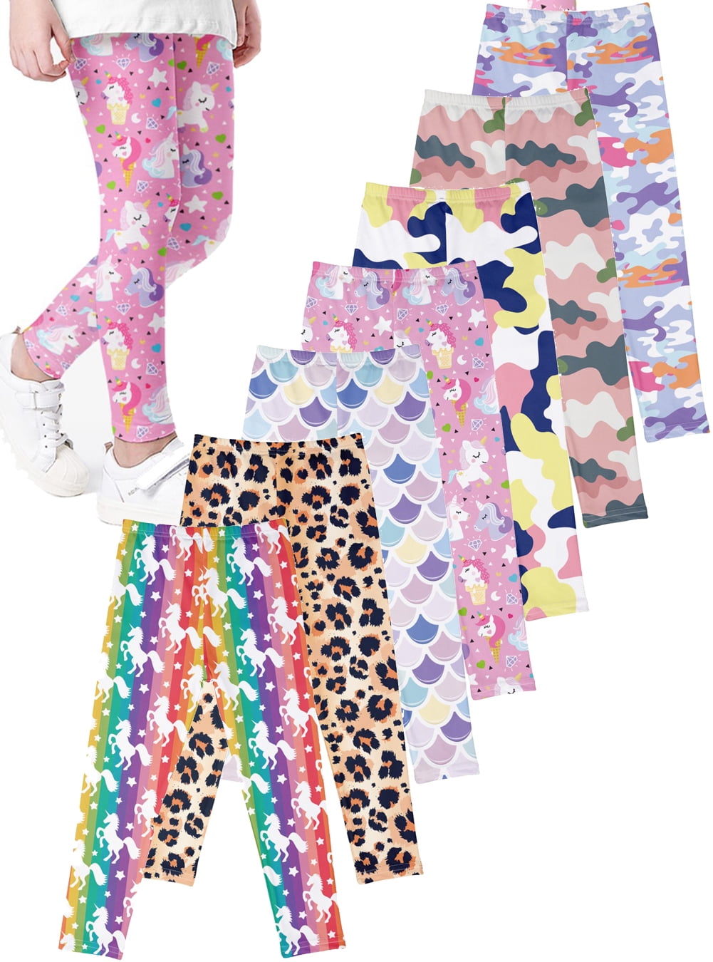 4-12 Years Girls Cartoon Basic Stretch Leggings Toddler Kids Full ...