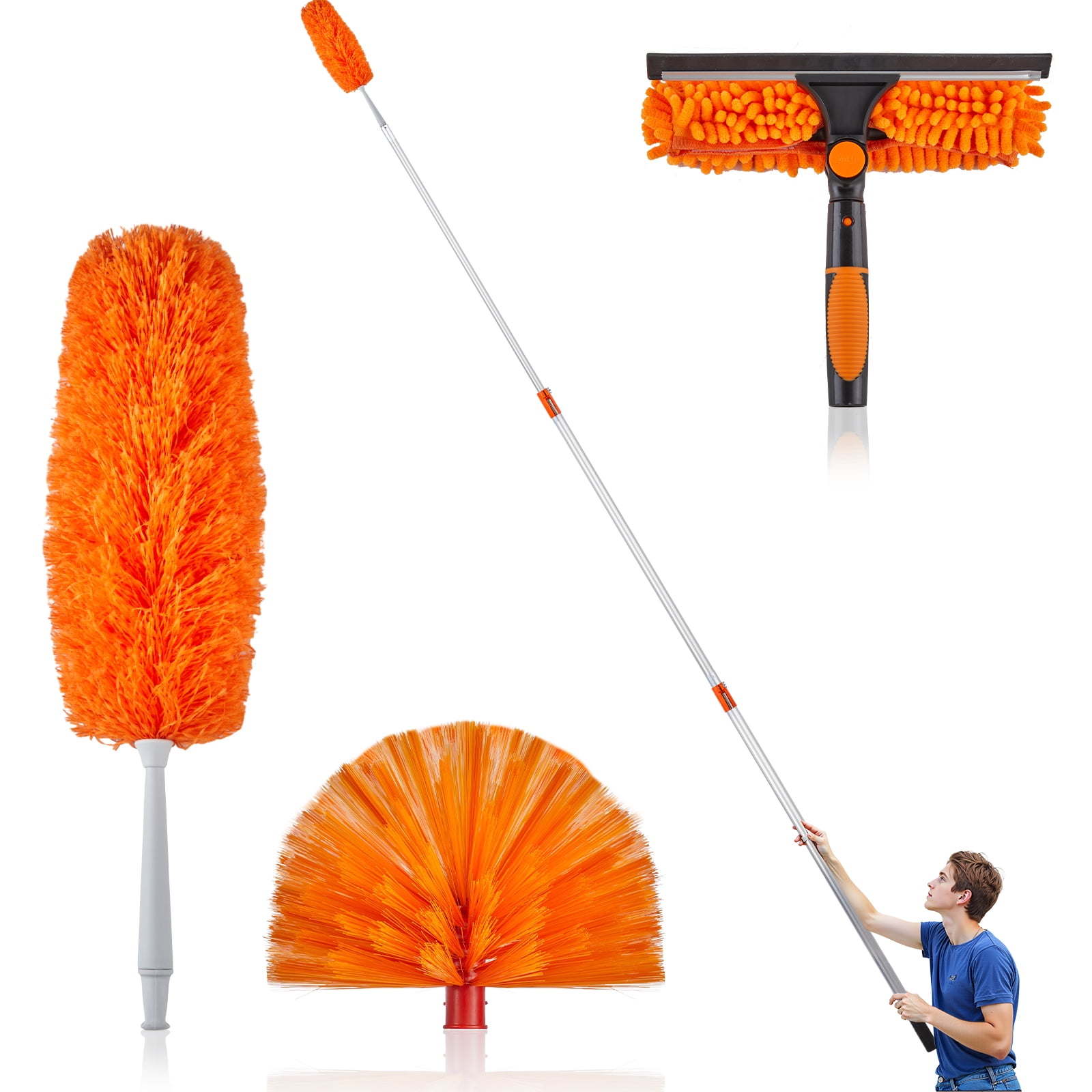 4-12FT High Reach Duster Kit - Extendable Cleaning Pole with 3 ...