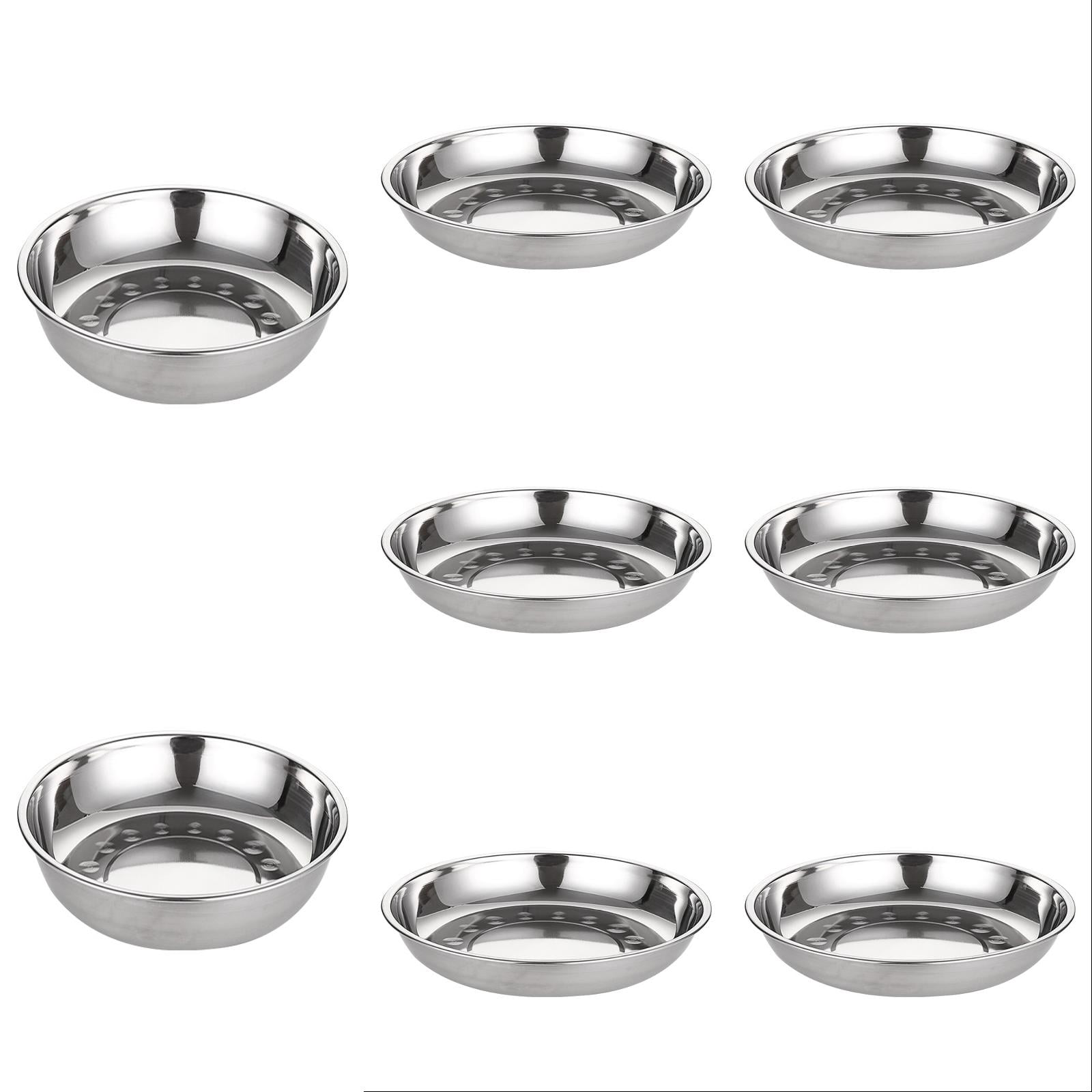 4-12PC Stainless Steel Round Plates 6.3 Inch Dinner Plate Dish Set for ...