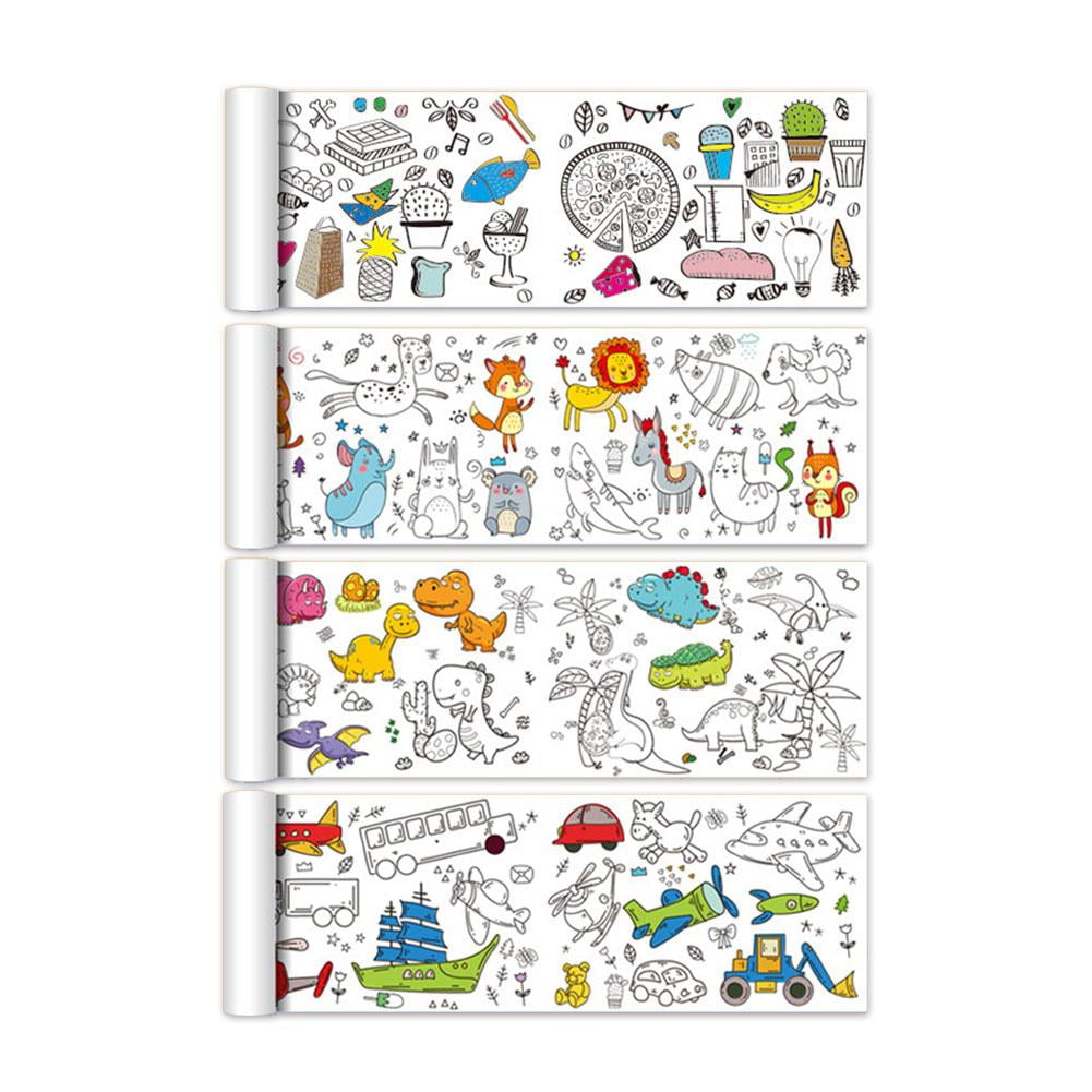 4-12X Children's Drawing Roll DIY Graffiti Scroll Color Filling Paper ...
