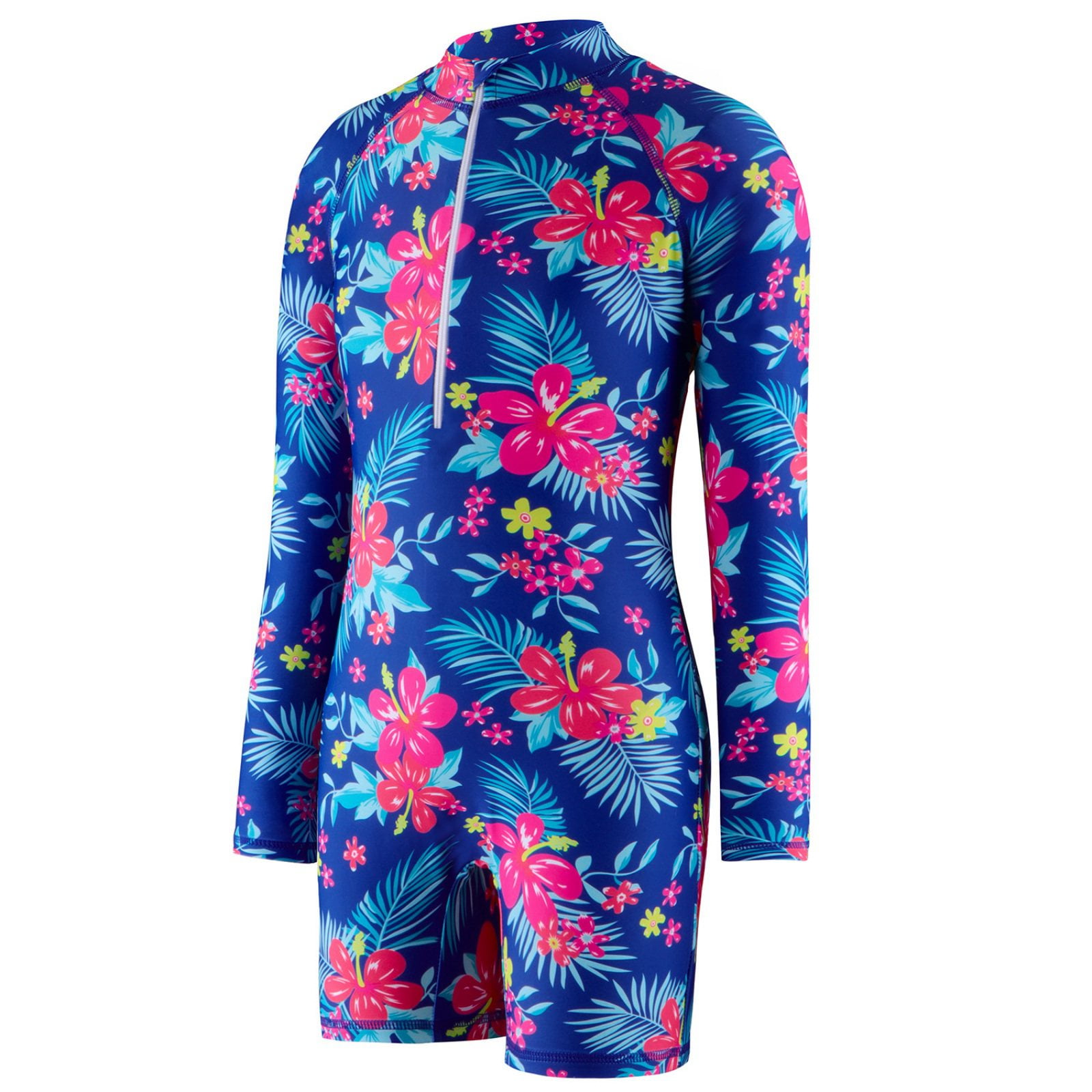 4-12Y Girls Long Sleeve Rashguard One-Piece Swimsuit Beach Surfing ...