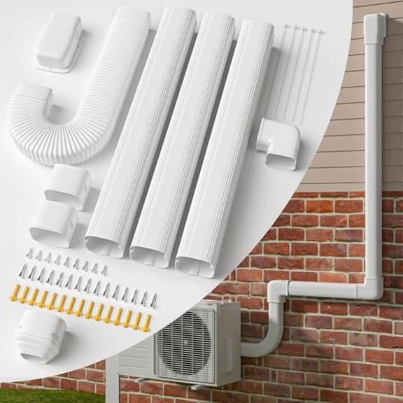 4" 13.5Ft Mini Split Line Set Cover with Flexible Duct, Upgrade PP ...