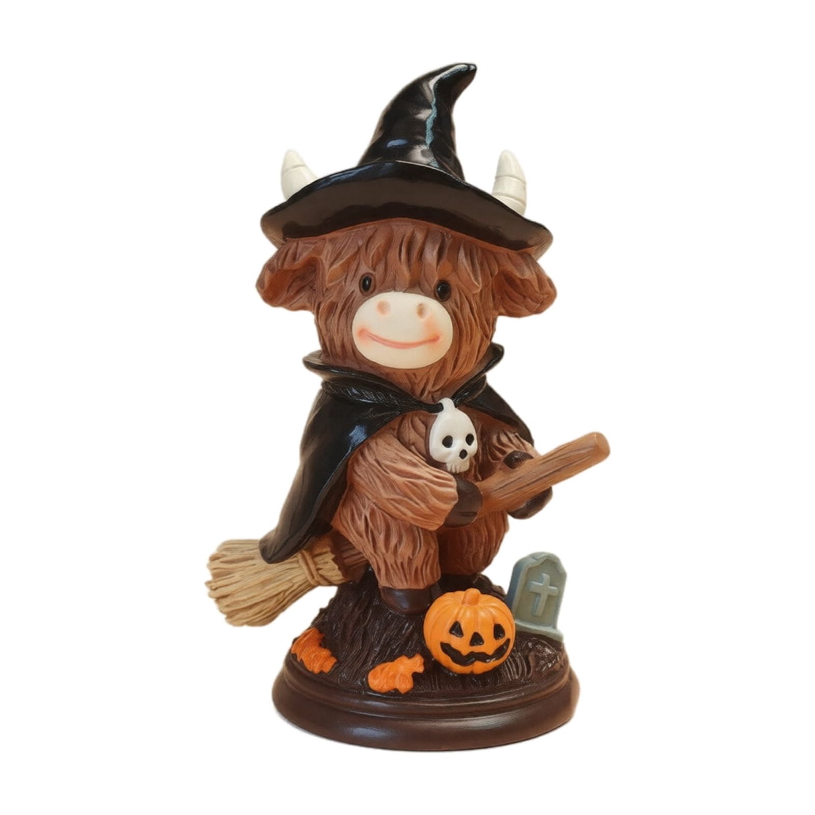 4.13IN Halloween Highland Cow Witch Figurines, 1 Pack Resin Cow Statues ...