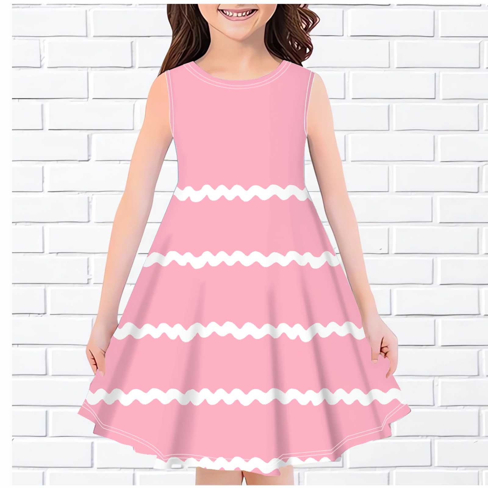 4-14T Girls Tank Dresses 2025 Fashion Striped Sleeveless Crewenck Sport ...