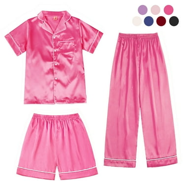 Pajamas Kid Girls Pjs Set Silk Satin Long Sleeve 2 Piece Clasic ...