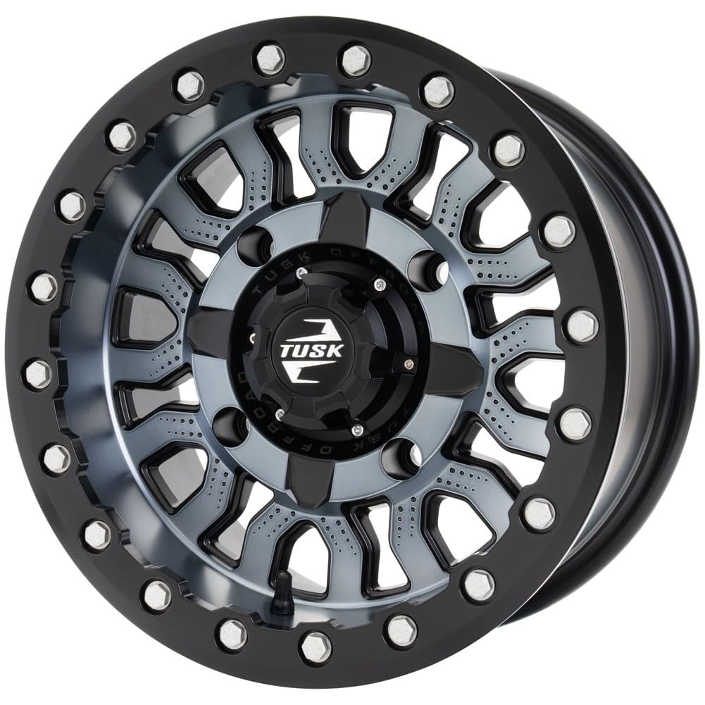 4/156 Tusk Fremont Beadlock Wheel 14x7 Gunmetal/Black, Offset 5.0+2.0 ...