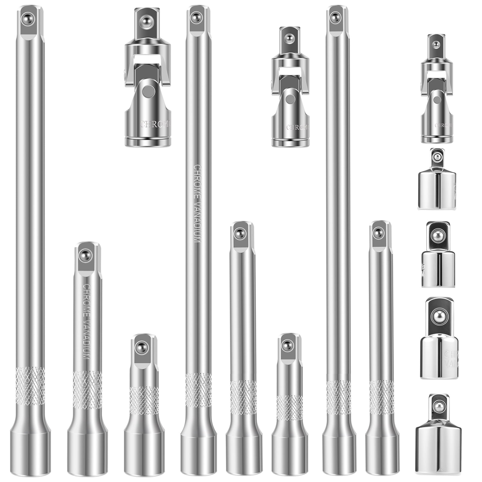 4/15Pcs Impact Extension Bar Set 1/2inch 3/8inch 1/4inch Chrome ...