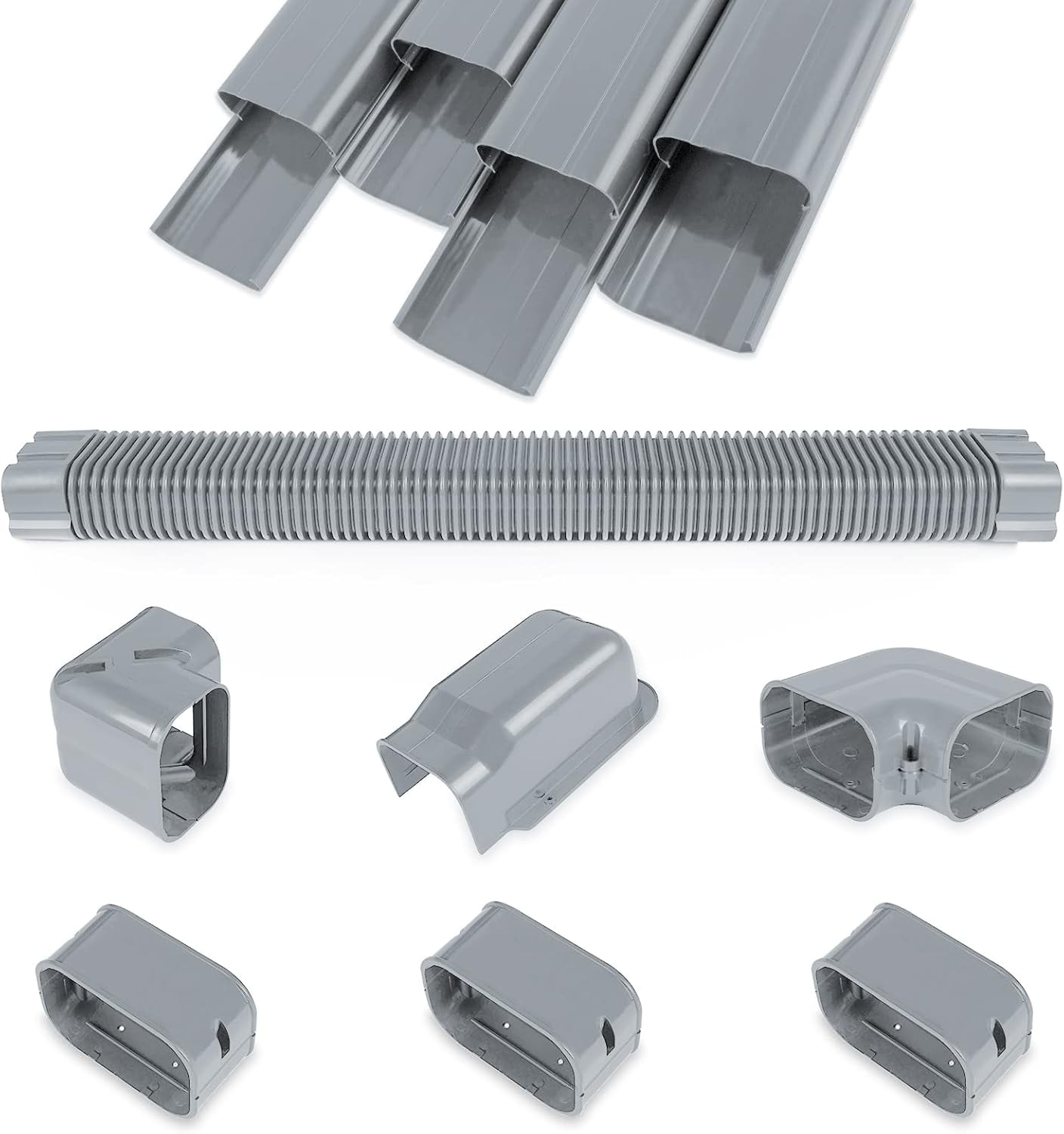 4" 16.5Ft Mini Split PVC Line Set Cover Kit Decorative PVC Line Set ...