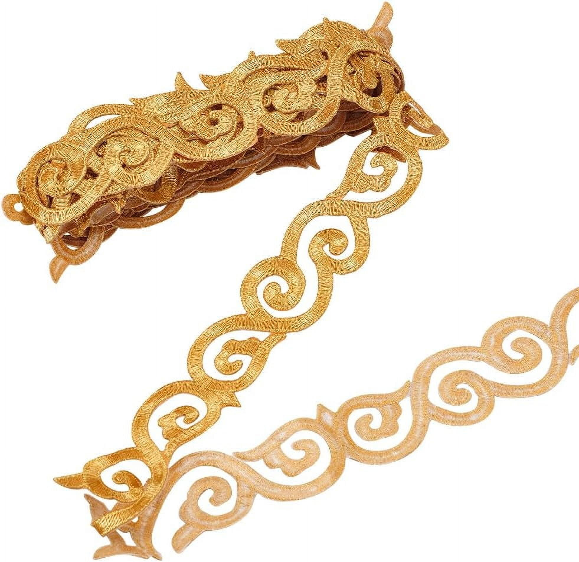 About 4.16 Yards Gold Embroidery Polyester Ribbons 1.9 Inch Wide ...