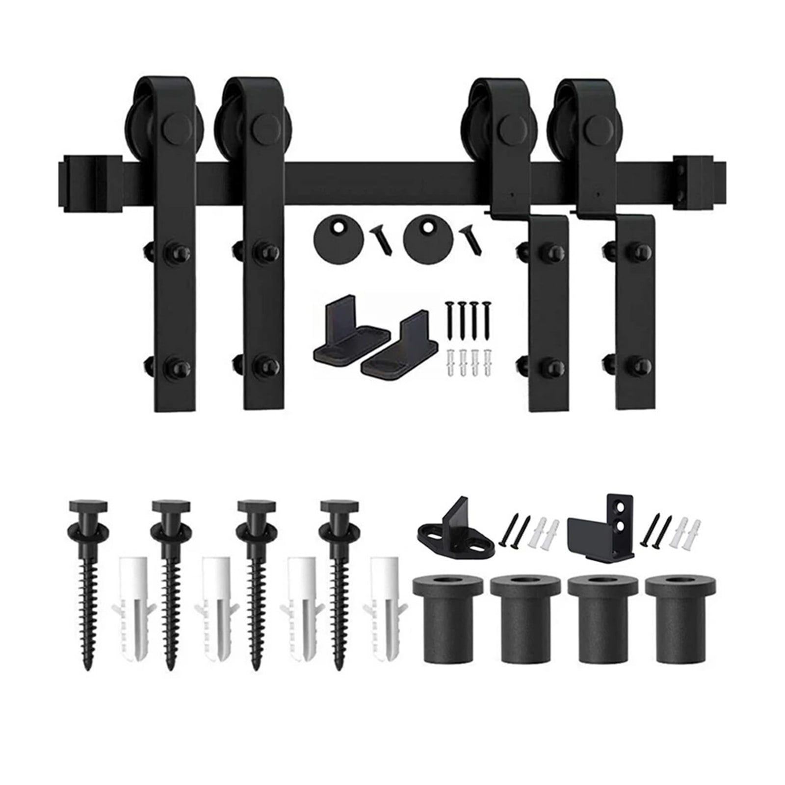 4-16FT Bypass Barn Door Slides Hardware Kit Sliding Door Hanging Track ...