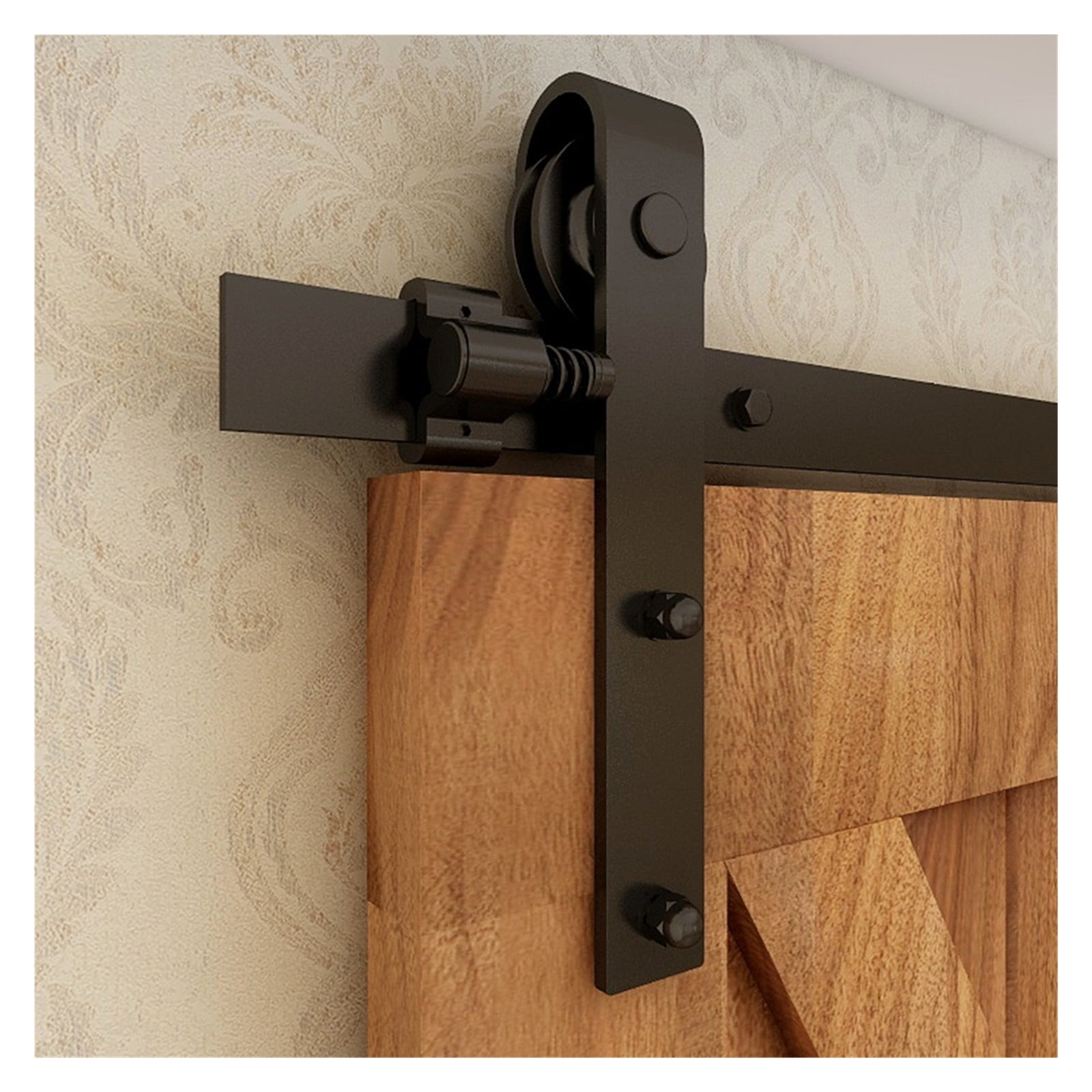 4-16FT Sliding Barn Door Hardware Kit, Rail System & 2 Floor Guide J ...