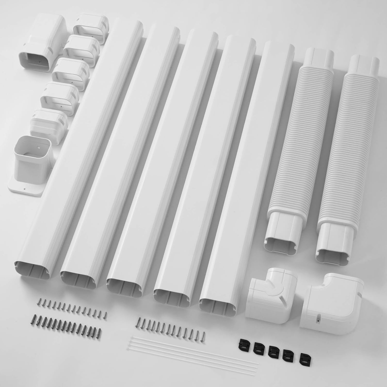 4" 16Ft Mini Split Line Set Cover with Flexible Duct, Decorative PVC ...