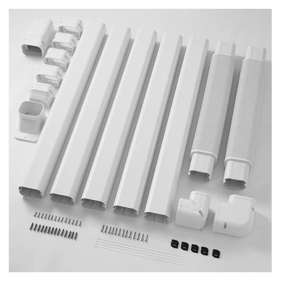 4" 16Ft Mini Split Line Set Cover with Flexible Duct, Decorative PVC ...