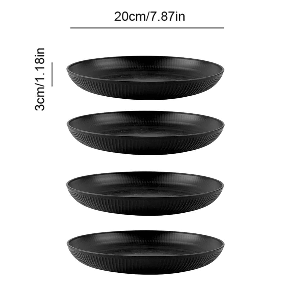 4/16Pcs Grey Straw Cutlery Set Dishes Bowls Disk Water Cup Tableware ...