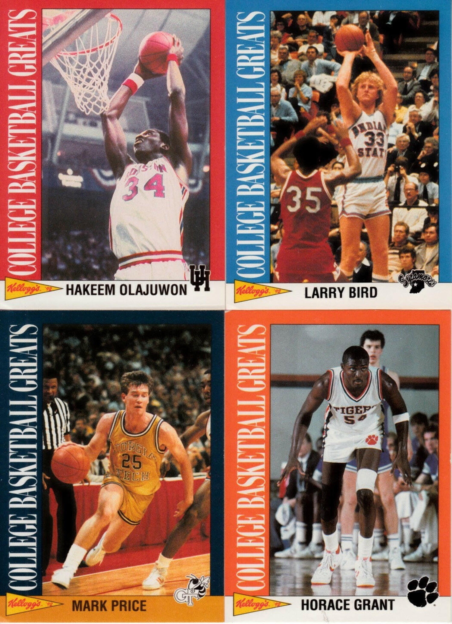 4 1992 Kellogg's College Basketball Greats Larry Bird Horace Grant ...