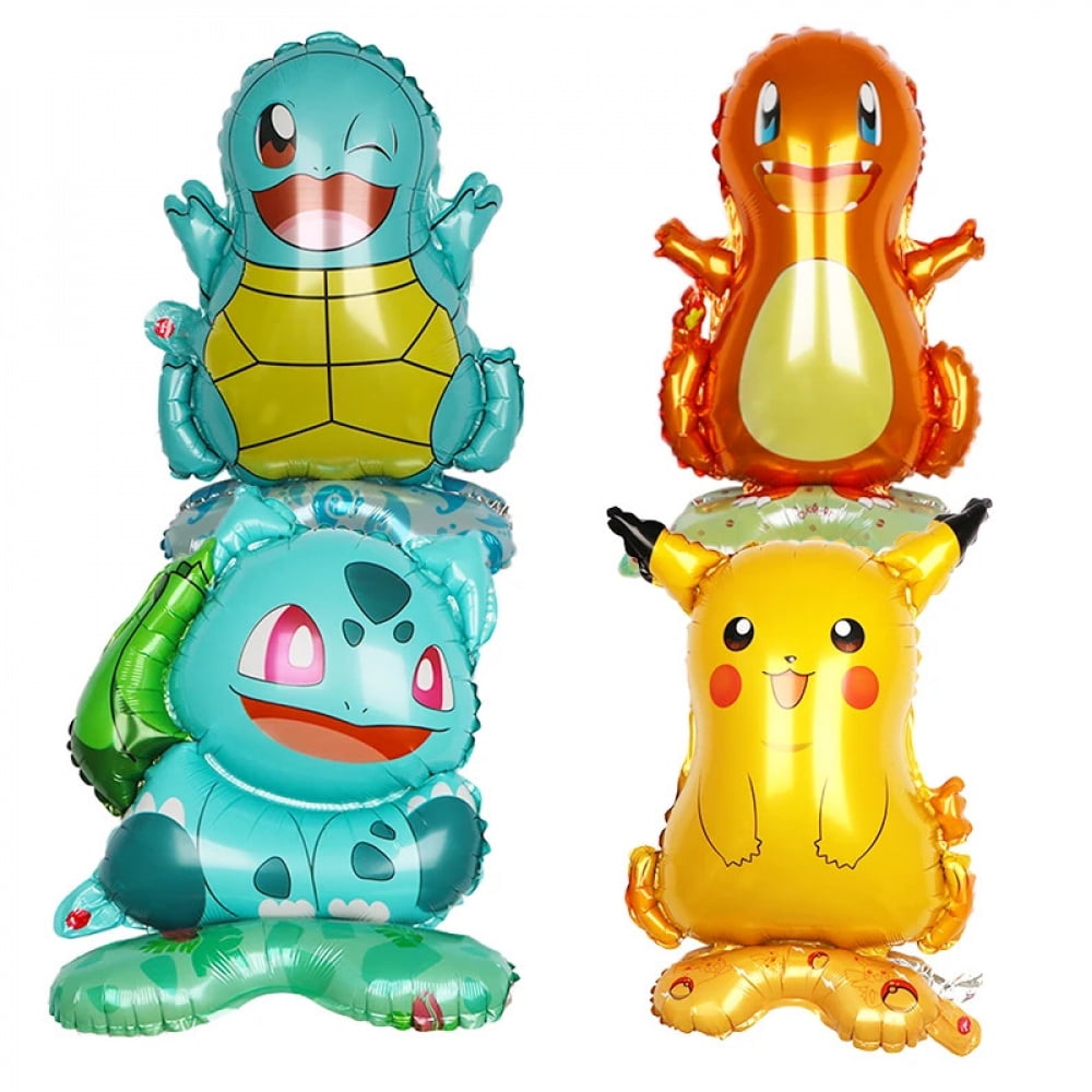 4/1pcs Standing Pokemon Cartoon Pikachu Aluminum Balloon Squirtle ...
