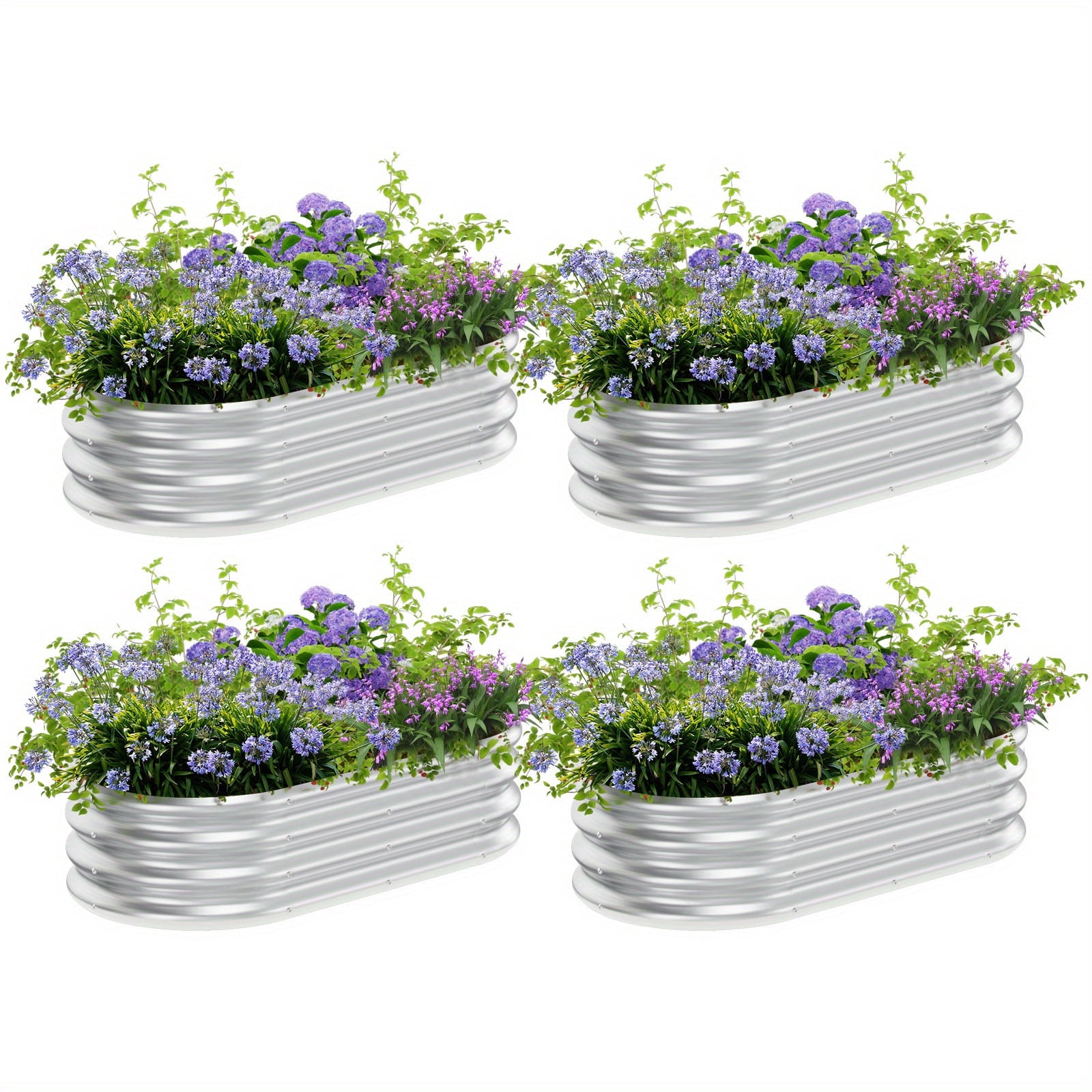 4×2×1 ft(4pack)Galvanized Raised Garden Bed Kit, Garden Planting ...