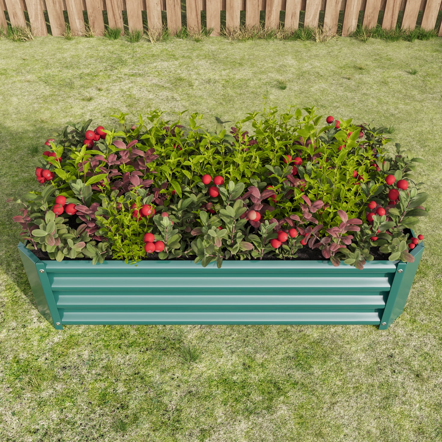 4×2×1ft Outdoor Metal Raised Garden Bed, Galvanized Deep Root Box ...
